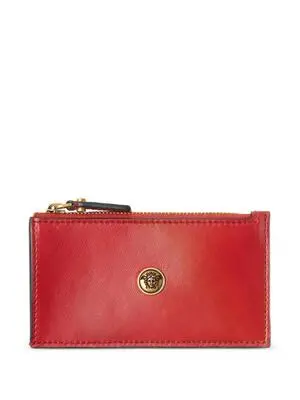Versace Emblème Leather Zip Card Holder - Red