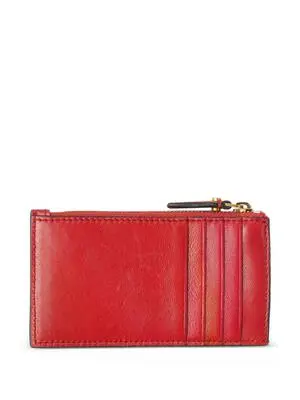 Versace Emblème Leather Zip Card Holder - Red