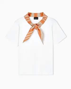 Giorgio Armani Regenagri Cotton T-shirt With Scarf - White