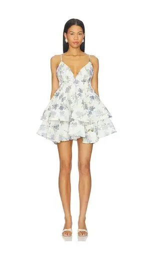 ELLIATT Cleo Mini Dress In Ivory,blue - Ivory Floral Print