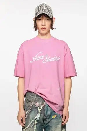 Acne Studios Embroidered Logo T-shirt - Bubble Pink