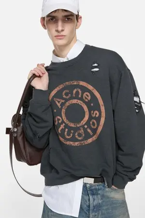 Acne Studios Sweater Printed Logo - Black Melange