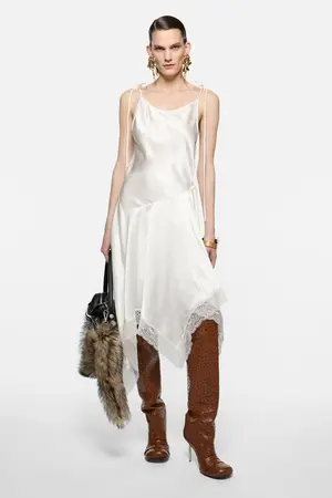 Acne Studios Satin Lace Dress - White