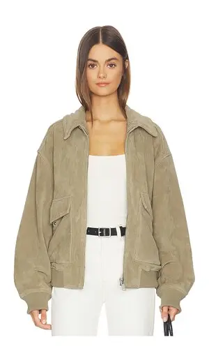 Citizens Of Humanity Vivienne Suede Bomber Jacket - Deep Olive