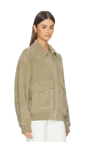 Citizens Of Humanity Vivienne Suede Bomber Jacket - Deep Olive