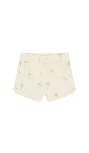 RYLEE + CRU Swim Trunk In Ivory - Palms