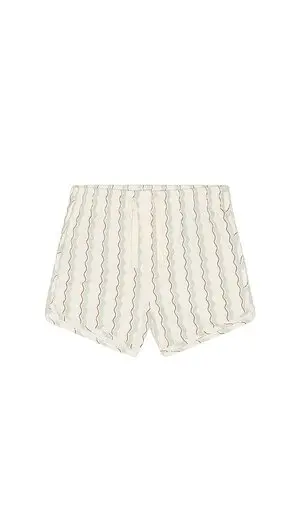 RYLEE + CRU Swim Trunk In Ivory - Wave Stripe