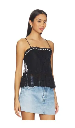Alice + Olivia Alessia Lace Ruffle Crop Top