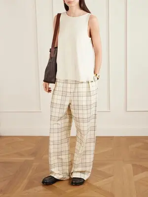 Loewe Anagram Embroidered Ribbed-knit Tank Top - Neutrals