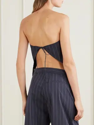 ST. AGNI Strapless Open-back Striped Top