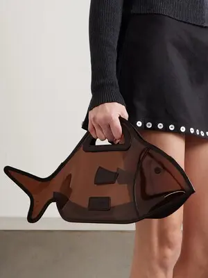 Staud Cleo Leather-trimmed Pvc Tote - Brown
