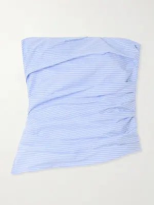 Simkhai Emerson Strapless Pinstriped Bustier Top - Blue