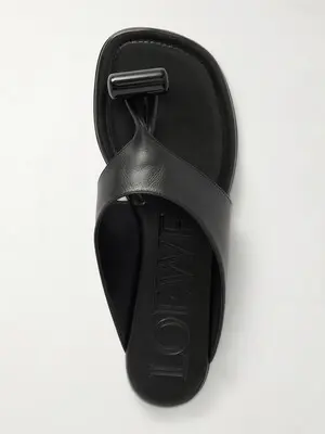 Loewe Toggle Leather Slides - Black