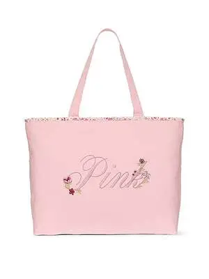 Victoria's Secret Floral Canvas Tote Bag - Pink