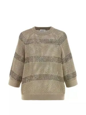 Brunello Cucinelli Sequin-embellished Striped Sweater