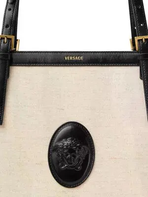 Versace Rivière Large Canvas Tote - Neutrals