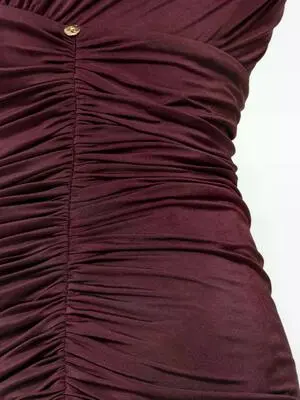 NISSA Ruched Midi Dress - Red