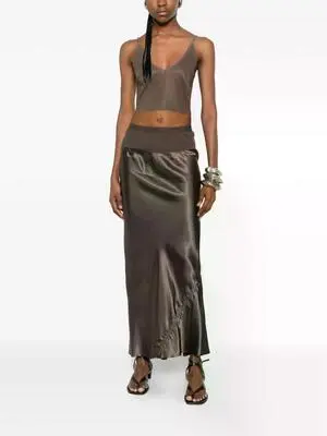 Rick Owens Ribbed Gathered Maxi Skirt - Grey