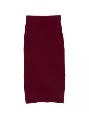 Eric Bompard Ribbed Knit Midi Skirt - Red