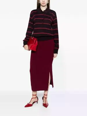 Eric Bompard Ribbed Knit Midi Skirt - Red