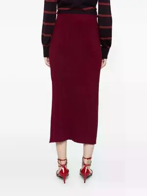 Eric Bompard Ribbed Knit Midi Skirt - Red