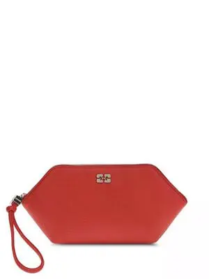 GANNI Grained Makeup Bag - Red