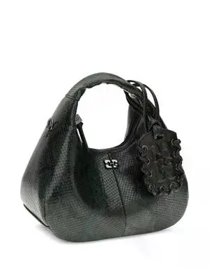 GANNI Mini Snake-effect Shoulder Bag - Green