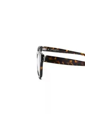 Saint Laurent Logo Square-frame Glasses - Brown
