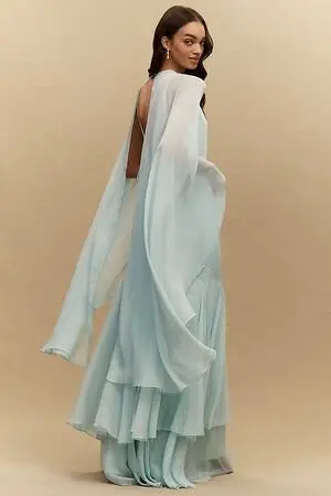 Retrofete Lireal Chiffon Cape Maxi Dress - Seychelles