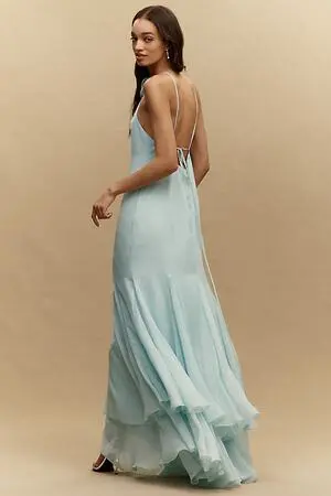 Retrofete Lireal Chiffon Cape Maxi Dress - Seychelles