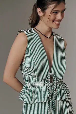 WAYF Tie-front Seersucker Top
