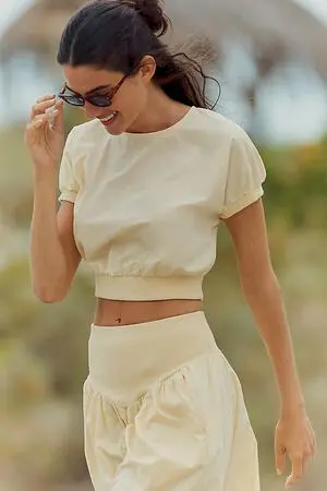 Stateside Pixie Cotton Poplin Crop Top
