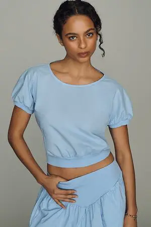 Stateside Pixie Cotton Poplin Crop Top - Robins Egg