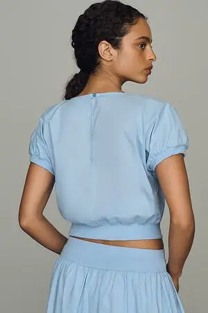 Stateside Pixie Cotton Poplin Crop Top - Robins Egg