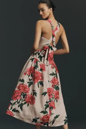 Hope For Flowers By Tracy Reese Sleeveless Linen A-Line Midi Dress In Pink  Peonies - 39% Off | Editorialist