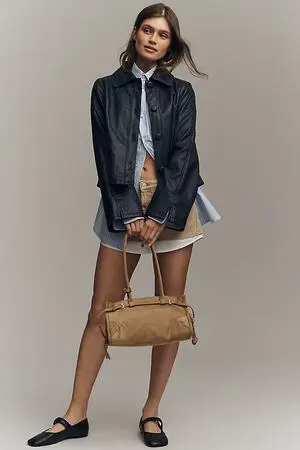 Maeve Faux Leather Retro Swing Jacket