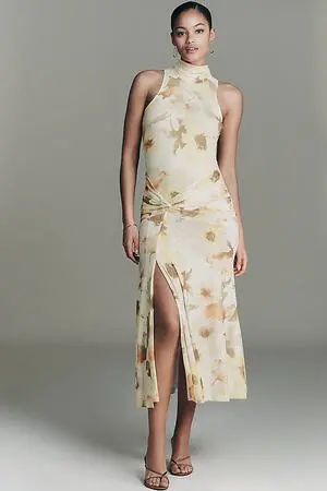 Bardot Leanna Sleeveless Mock-neck Midi Dress - Ivory Floral