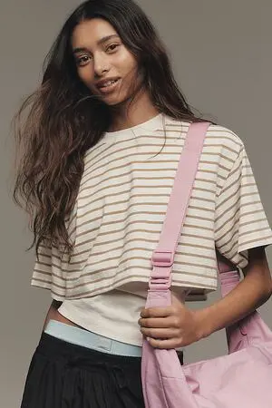 PISTOLA Camryn Boxy T-shirt Top - Tannin Ecru Stripe