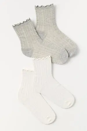 Anthropologie Potelle Trouser Socks, Set Of 2 - Grey/cream