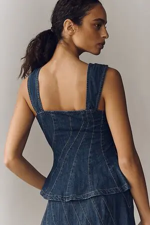 Anthropologie Sleeveless Denim Peplum Top