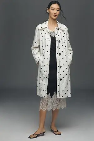 Avec Les Filles Polka Dot Car Coat Jacket - Ivory Polka Dot