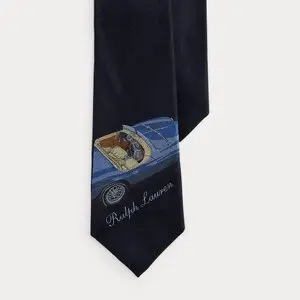 Ralph Lauren Automobile-print Silk-cashmere Tie - Navy