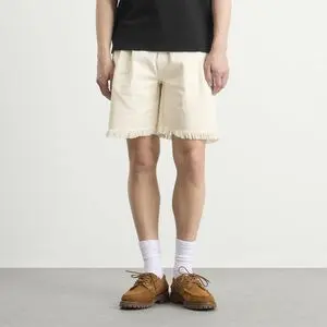 BRAM'S FRUIT Twill Shorts With Distressed Hem