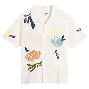 WAX LONDON Didcot Chunky Stitch Flower Vacation Shirt - Ecru/multi