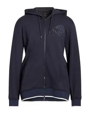 Armani Exchange Zip-up Hoodie With Embroidered Logo - Blue
