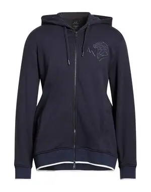 Armani Exchange Zip-up Hoodie With Embroidered Logo - Blue