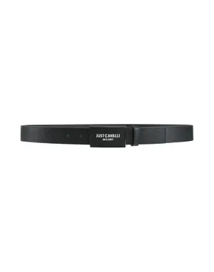 Just Cavalli Pebbled Leather Belt With Appliqué And Logo Buckle