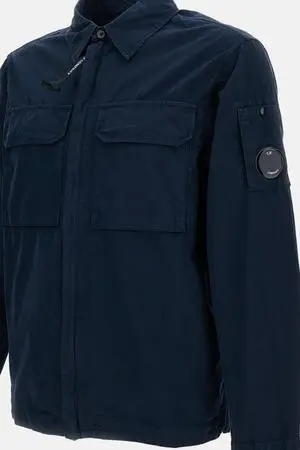 C.P. COMPANY Oversized Jacket/shirt With Zip In Organic Gabardine - Blue
