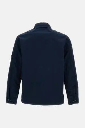 C.P. COMPANY Oversized Jacket/shirt With Zip In Organic Gabardine - Blue