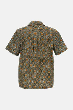 LES DEUX Short-sleeved Shirt With Arabesque Pattern - Green